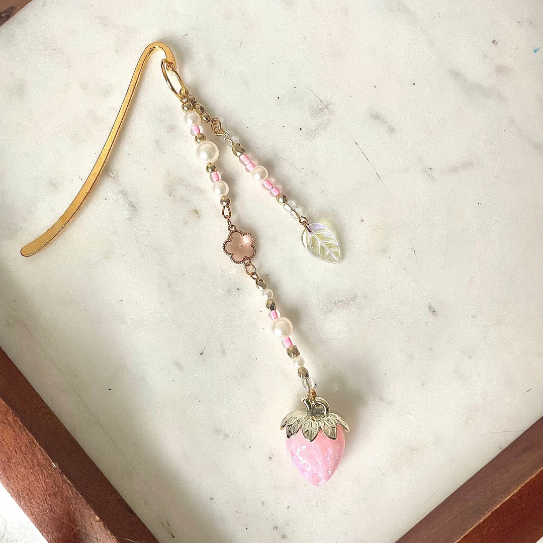 Strawberry Love Jeweled Bookmark, Booktok, Bookish, Girly Bookmark ...