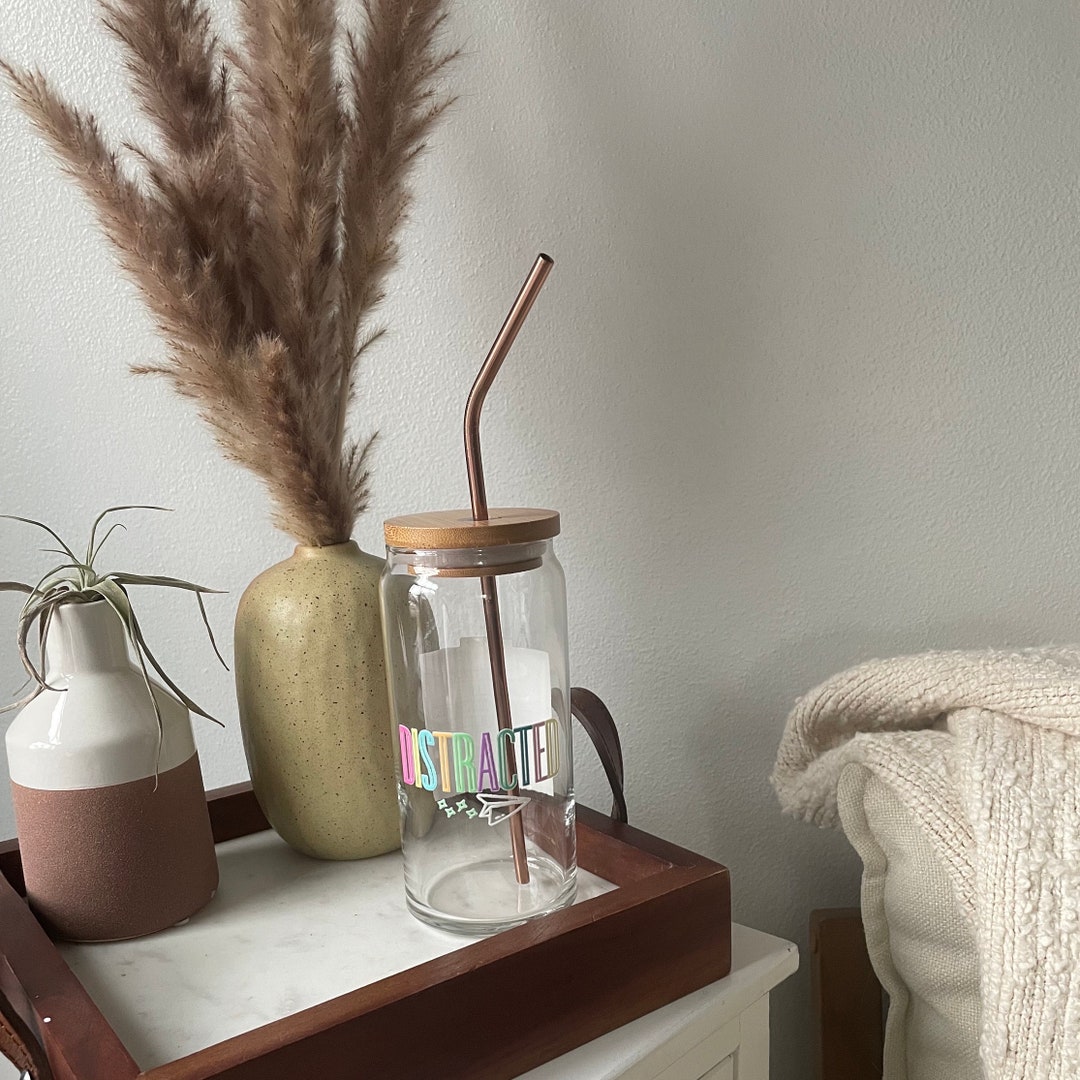 Distracted ADD/ADHD With Coping Skills 20oz Libbey Glass Cup With Straw ...