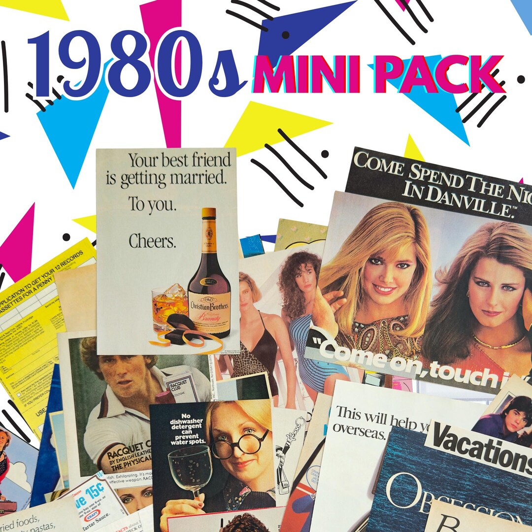 1980s Bold Colors Ephemera Pack | 25 Vintage Magazine Cutouts | Junk ...