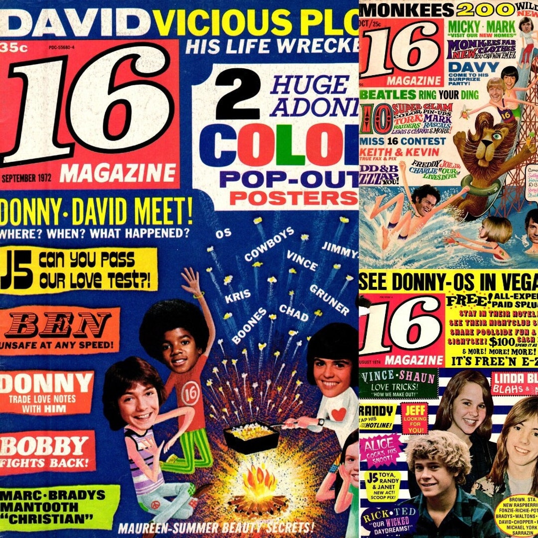 16 Magazine 3 Issues 1967, 1972, 1974 + Restored Posters - Osmonds ...