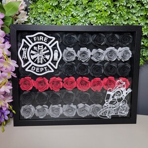 Thin Red Line Shadow Box, Firefighter US Flag, Firefighter Gift Fot Him ...