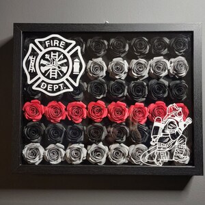 Thin Red Line Shadow Box, Firefighter US Flag, Firefighter Gift Fot Him ...