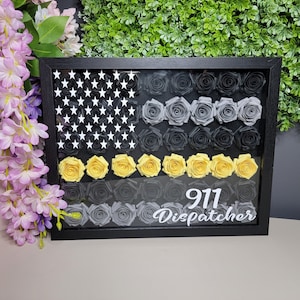 911 Dispatcher Shadow Box: Thin Yellow Line, Retirement Gift - Etsy