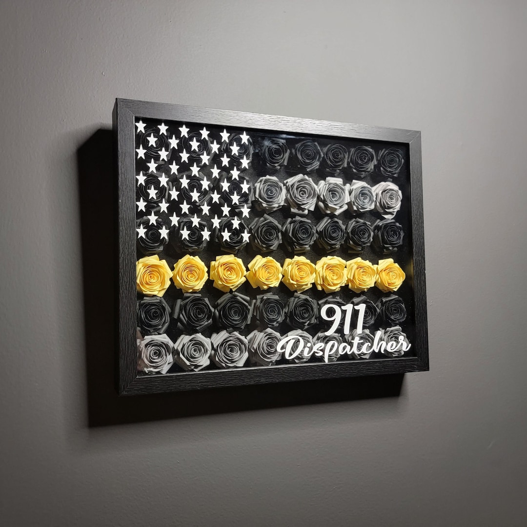 911 Dispatcher Shadow Box: Thin Yellow Line, Retirement Gift - Etsy