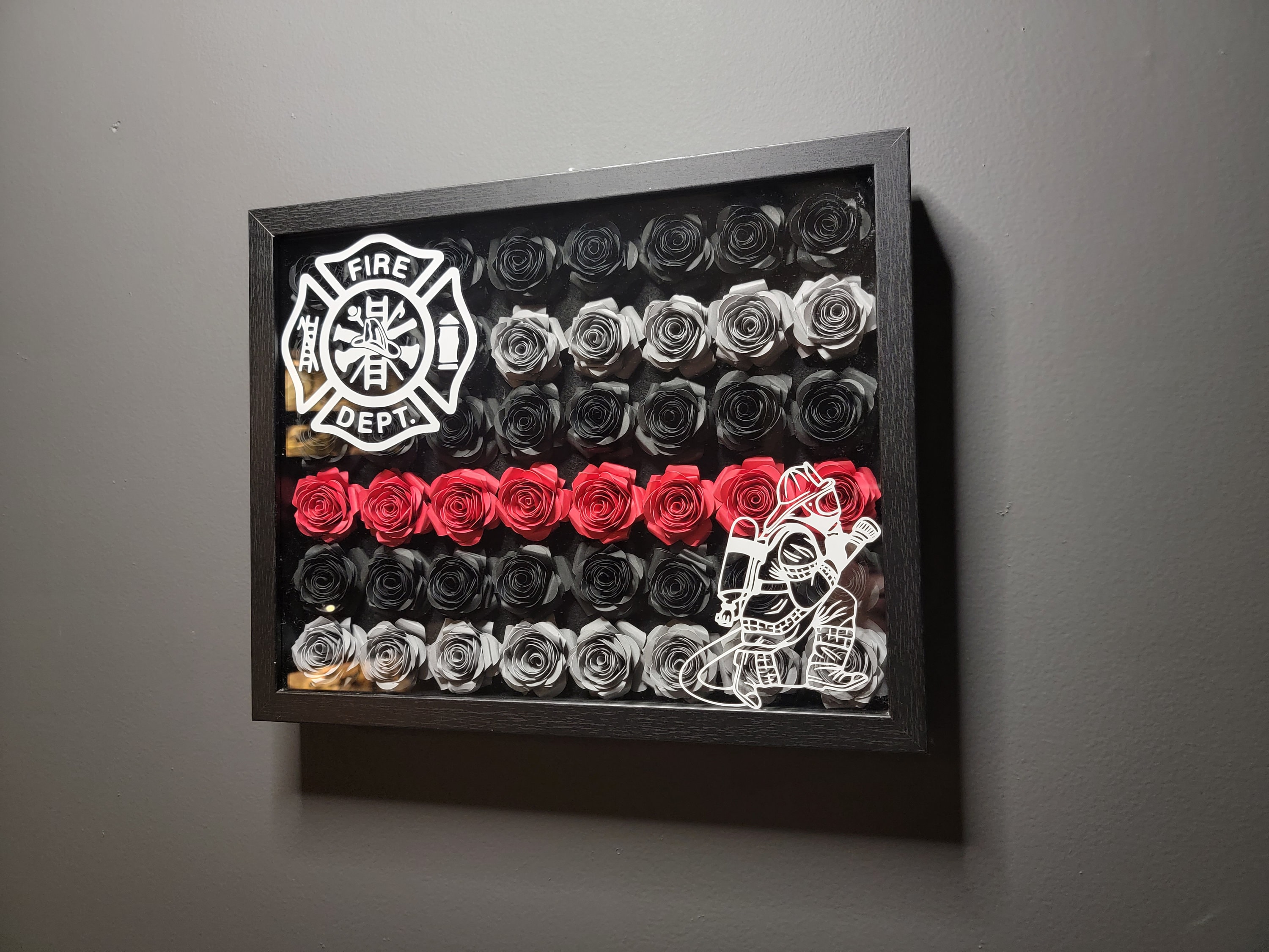 Thin Red Line Shadow Box, Firefighter US Flag, Firefighter Gift Fot Him ...