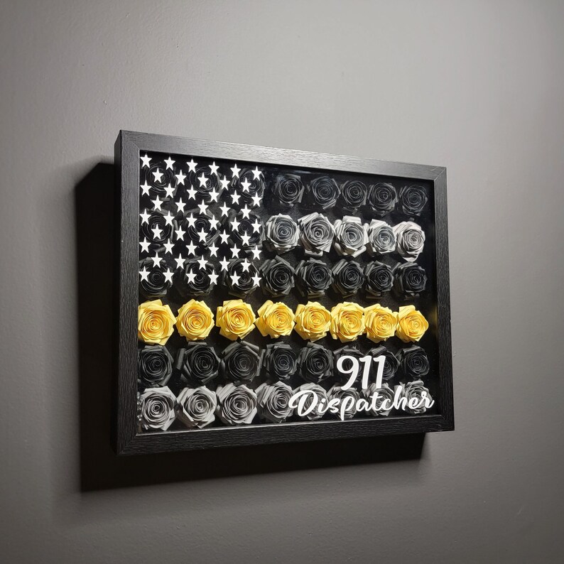 911 Dispatcher Shadow Box: Thin Yellow Line, Retirement Gift - Etsy