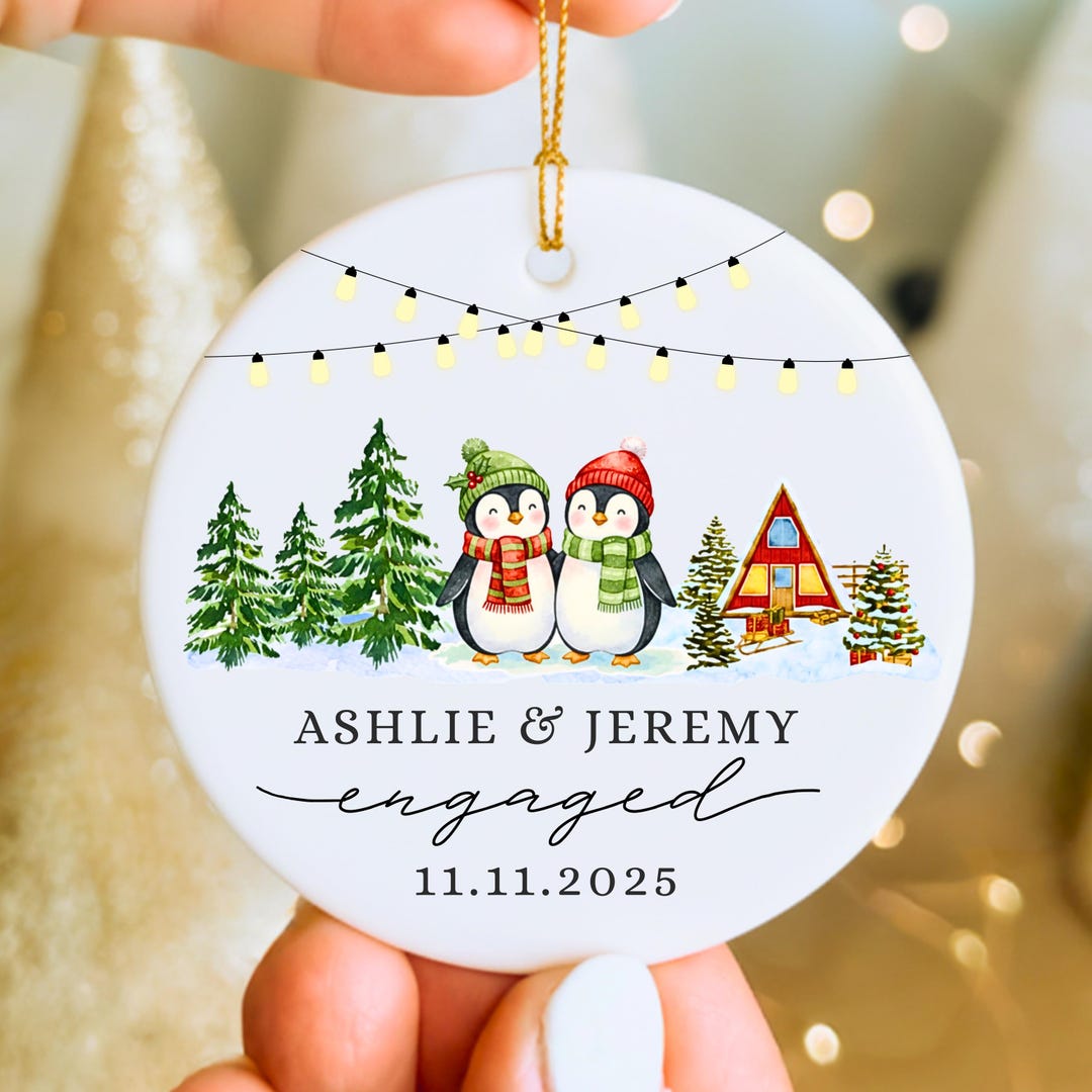 Engagement Ornament, Engaged Christmas Ornament, Penguins Engagement ...