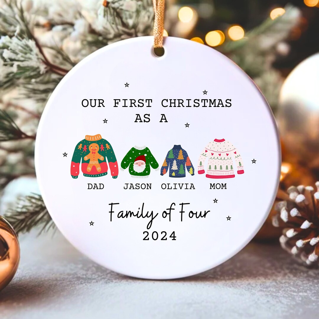 Family of Four First Christmas Ornament, New Mom and Dad Ornament ...