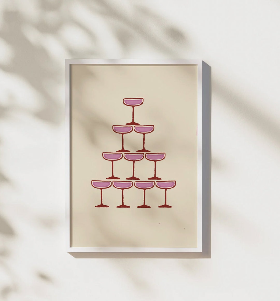 Stylish Champagne Prosecco Fountain Trending Art Print - Pink & Red ...