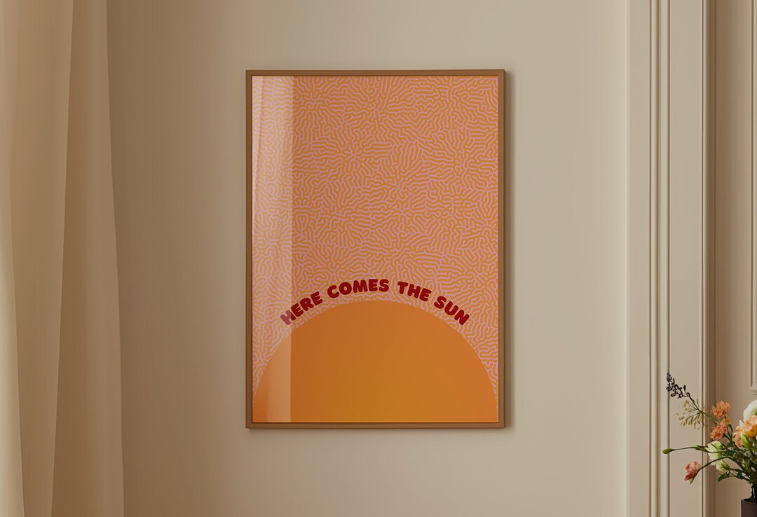 Here Comes the Sun Music Art Print Bright Colourful Poster for Gallery ...