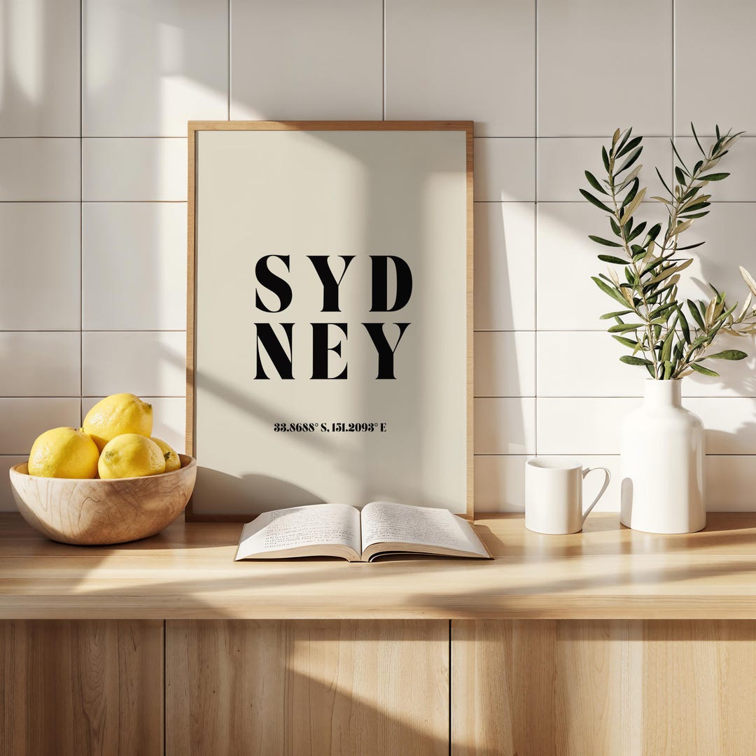 Sydney Australia Typography Print With City Coordinates - Perfect Gift ...