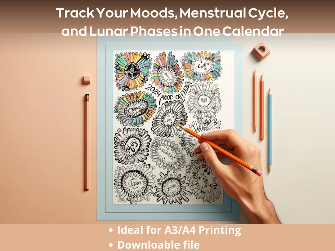 Floral Mood Calendar: Track Your Cycle & Emotions Period Tracker Mood ...