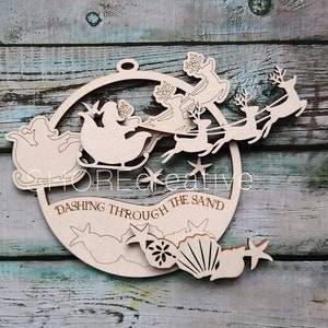 Beach Inspired Ornaments, Santa Sleigh, Beach and Seashells, Starfish ...