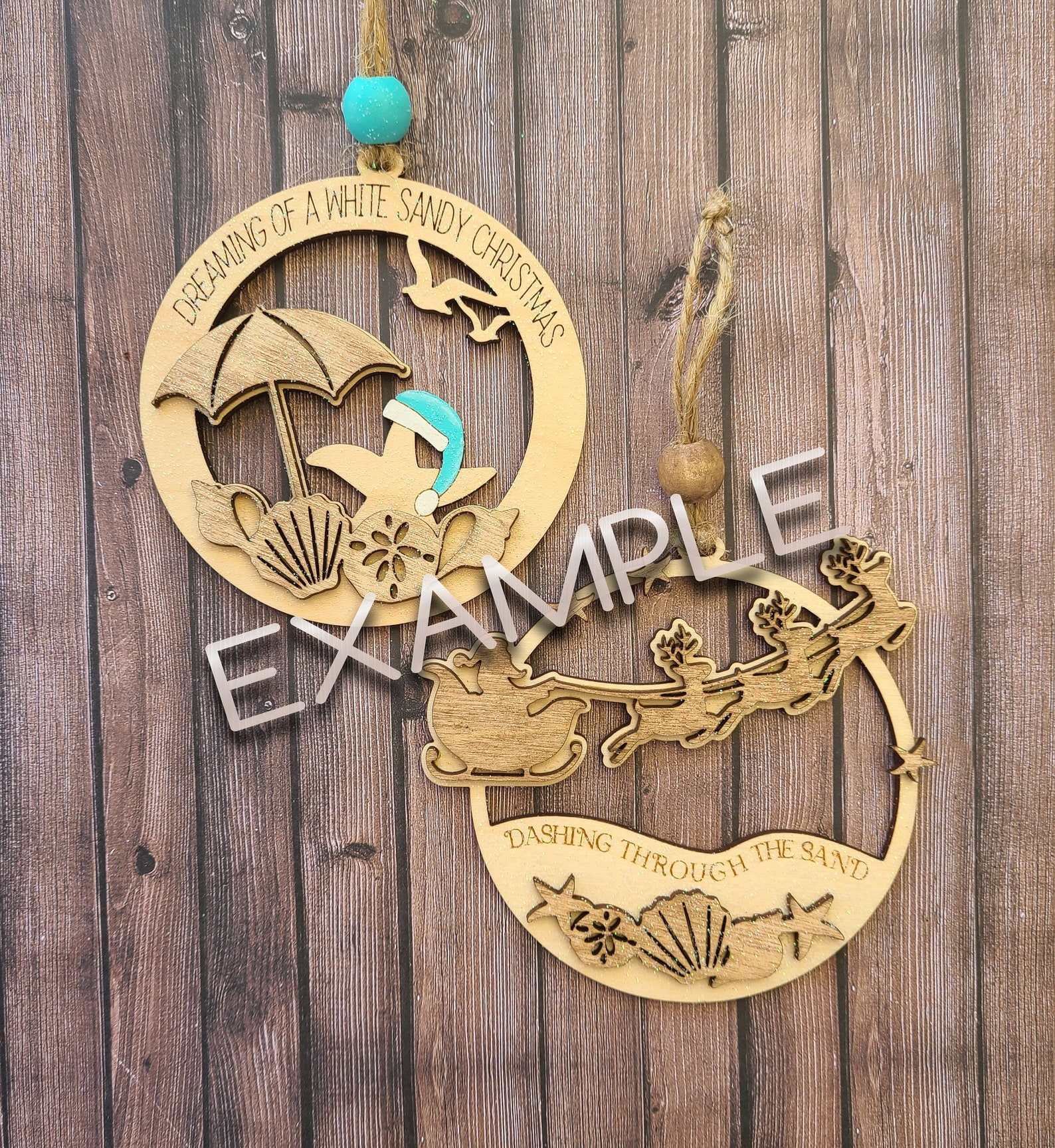 Beach Inspired Ornaments, Santa Sleigh, Beach and Seashells, Starfish ...