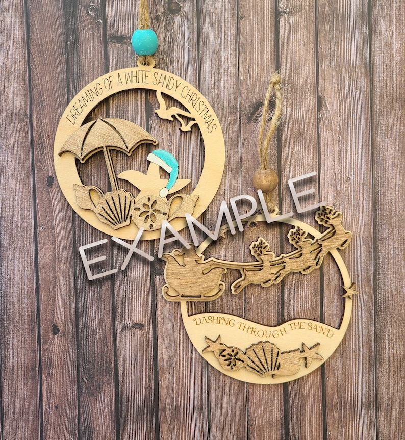 Beach Inspired Ornaments, Santa Sleigh, Beach and Seashells, Starfish ...