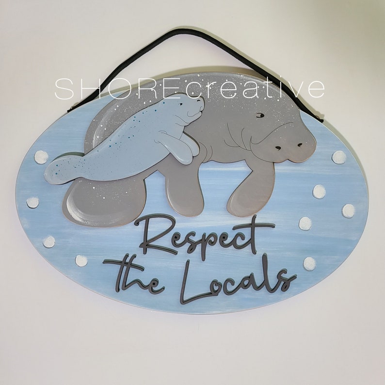 Manatee Oval Door Hanger, Wall Hanging, Mother and Baby Manatee ...
