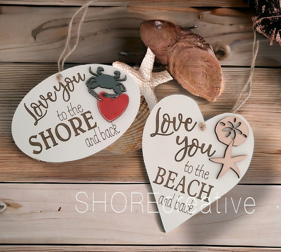 Coastal Valentine Tags/ornament Set, Beach, Shore, Seashells, Crab ...