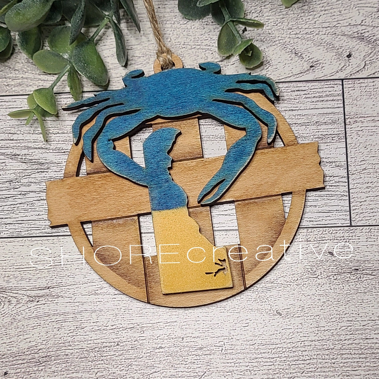 Delaware State Inspired Ornament. Crab With DE State Shape on a Crab ...