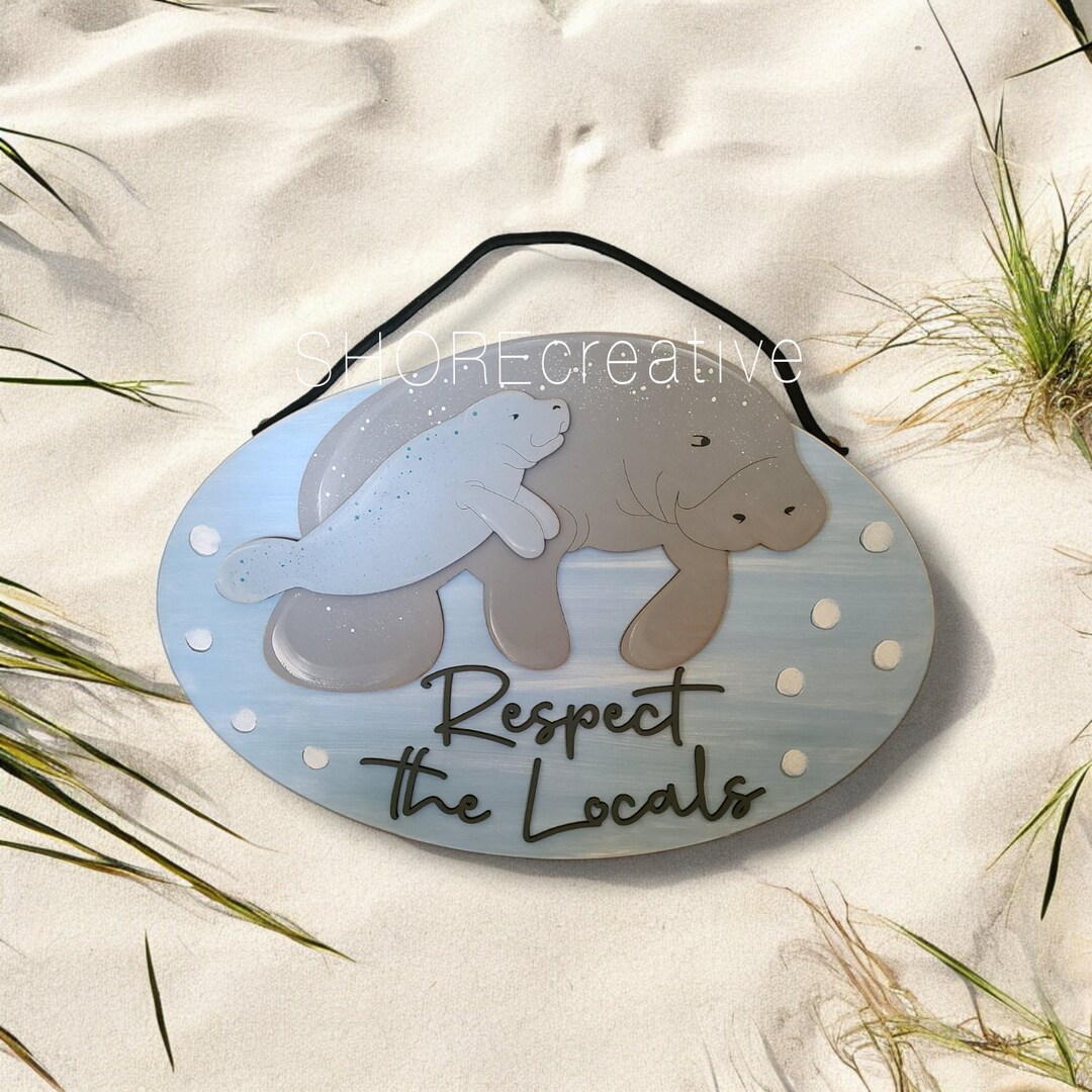 Manatee Oval Door Hanger, Wall Hanging, Mother and Baby Manatee ...