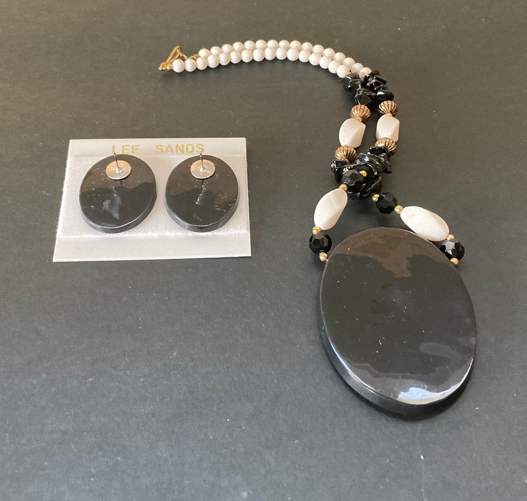 Vintage Jewelry Lee Sands 1970's Necklace and Pierced Earrings Mother ...