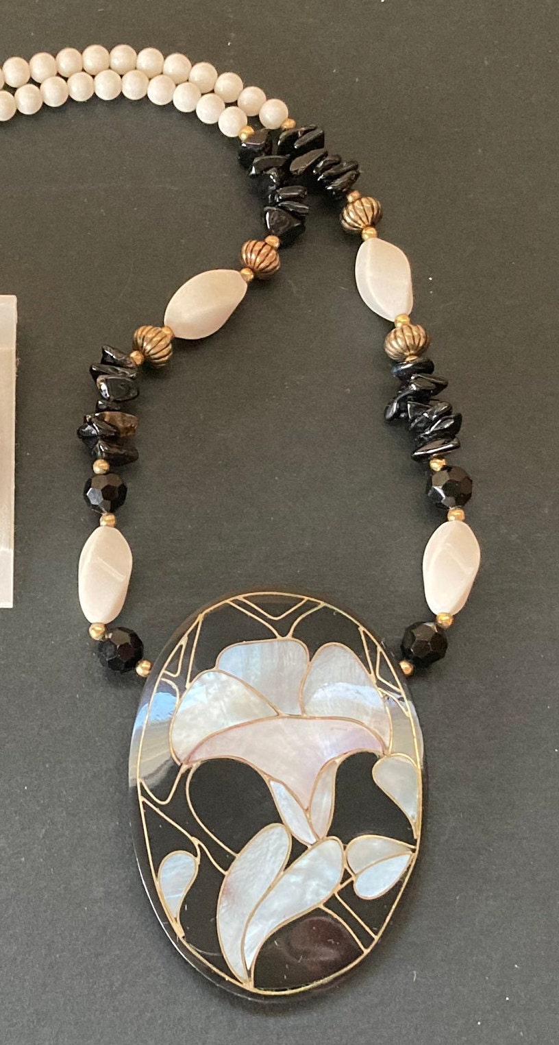 Vintage Jewelry Lee Sands 1970's Necklace and Pierced Earrings Mother ...