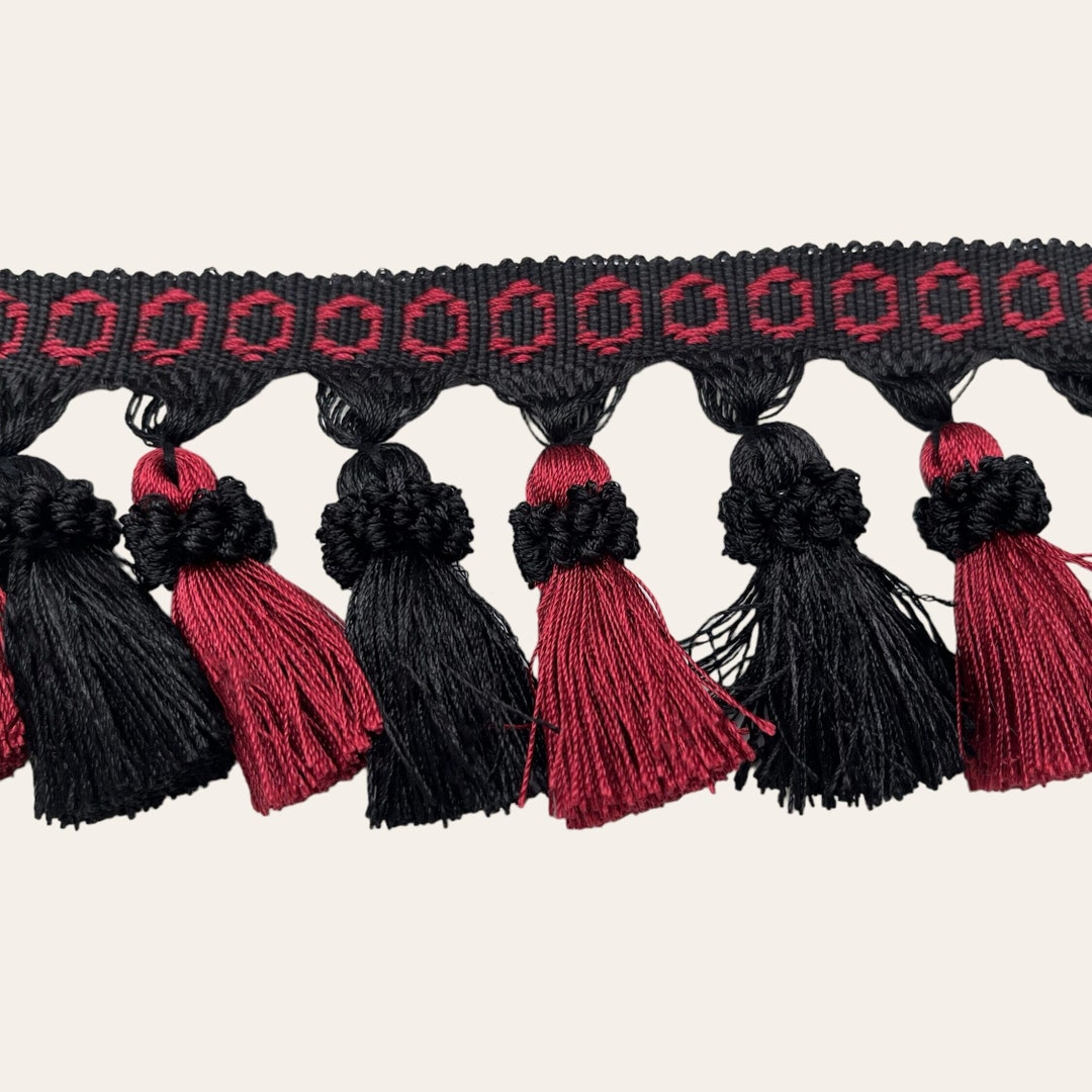 Red and Black Tassel Trim Upholstery Sold by the Yard | Furniture ...