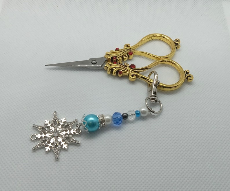Snowflake Scissor Fob / Scissor Bling / Scissor Accessory / Cross ...