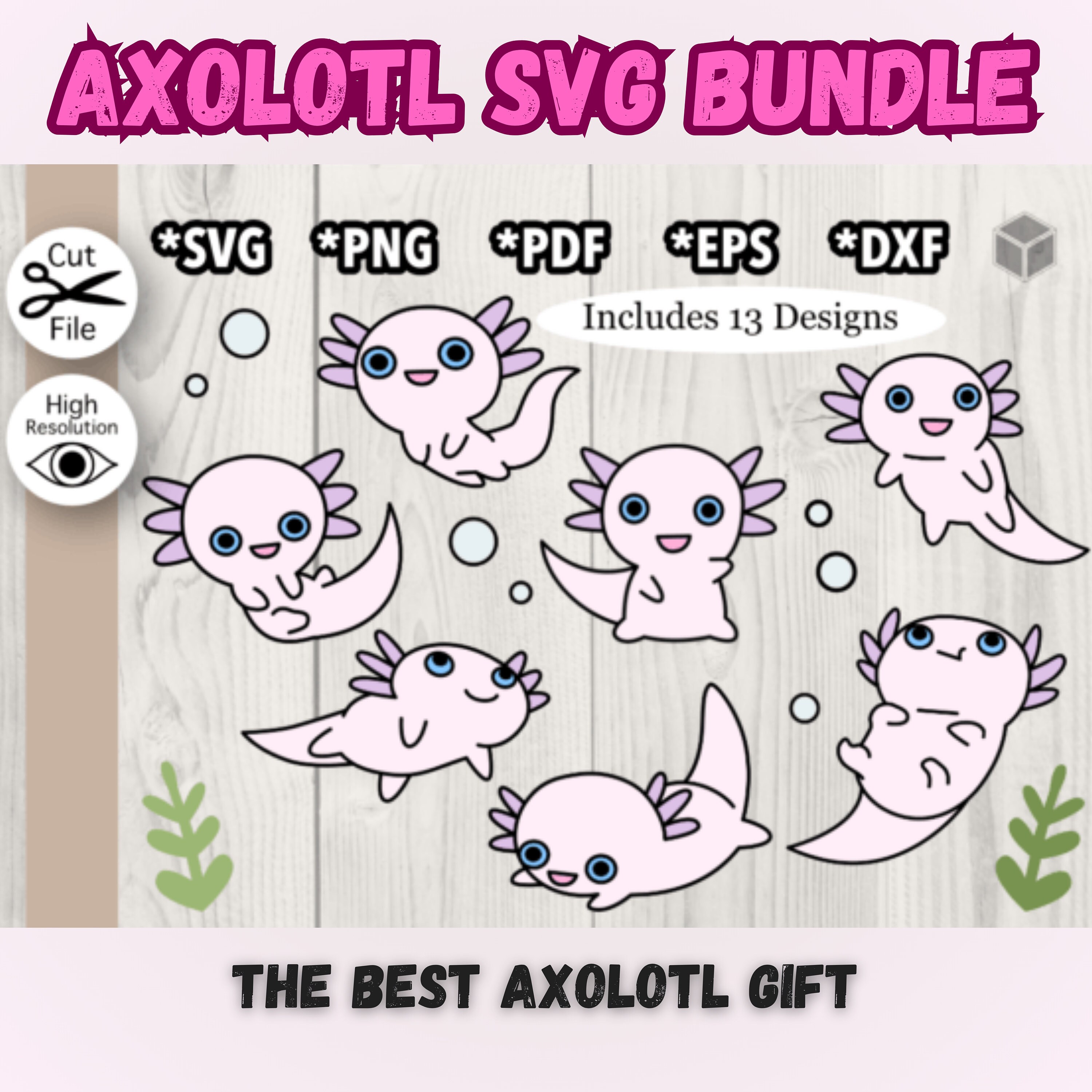Axolotl SVG Bundle: Pink Axolotl Clip Art for Kawaii Axolotl - Etsy Canada