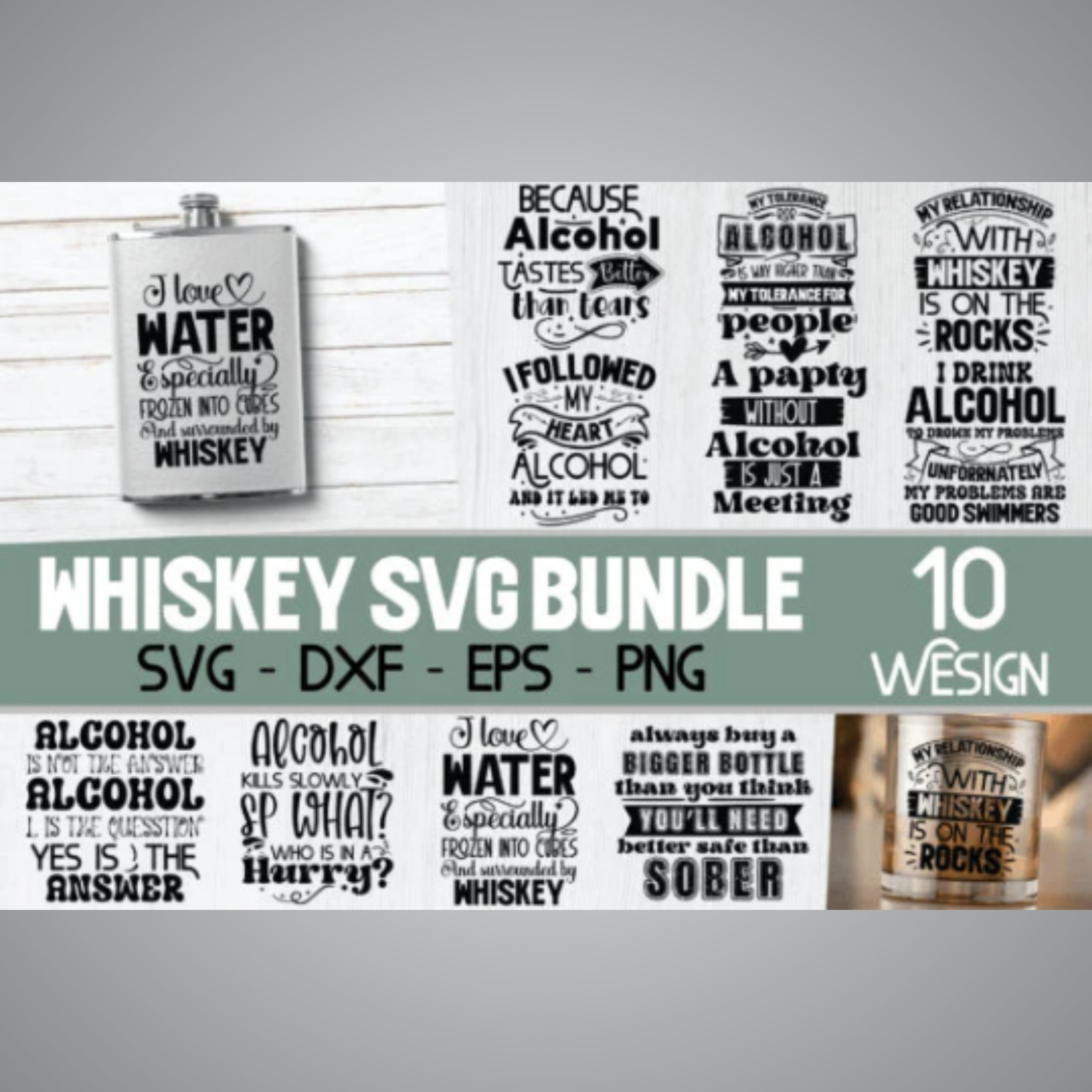 Alcohol SVG Bundle: Funny Flask Sayings, Whiskey SVG & Wine Quotes SVG ...