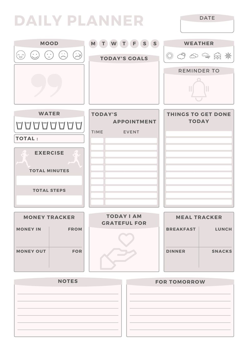 All in One Daily Planner-detailed Planner That Reports Water - Etsy