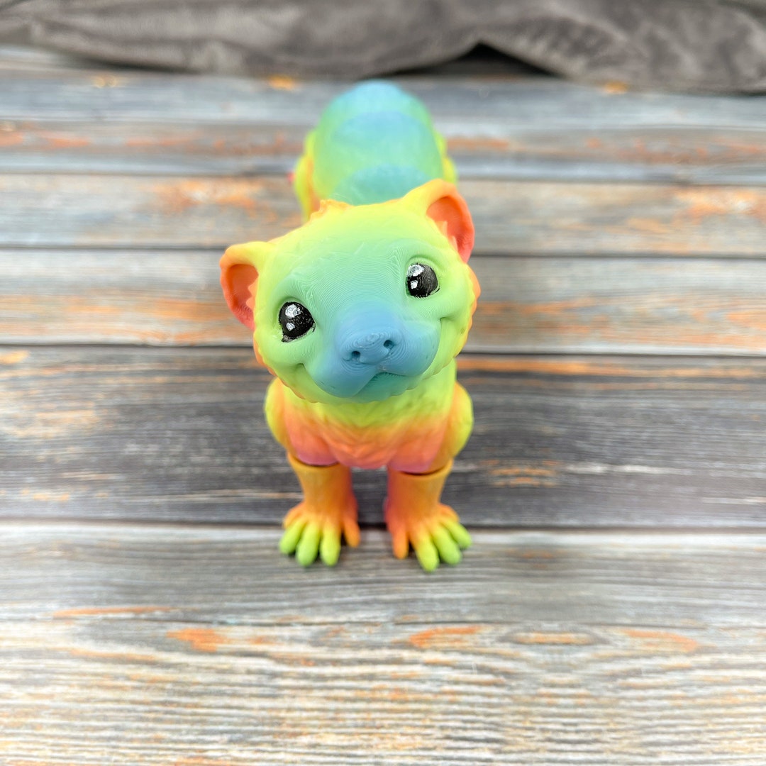 Ferret in Rainbow Matte Articulated 3D Printed Fidget Figure - Etsy