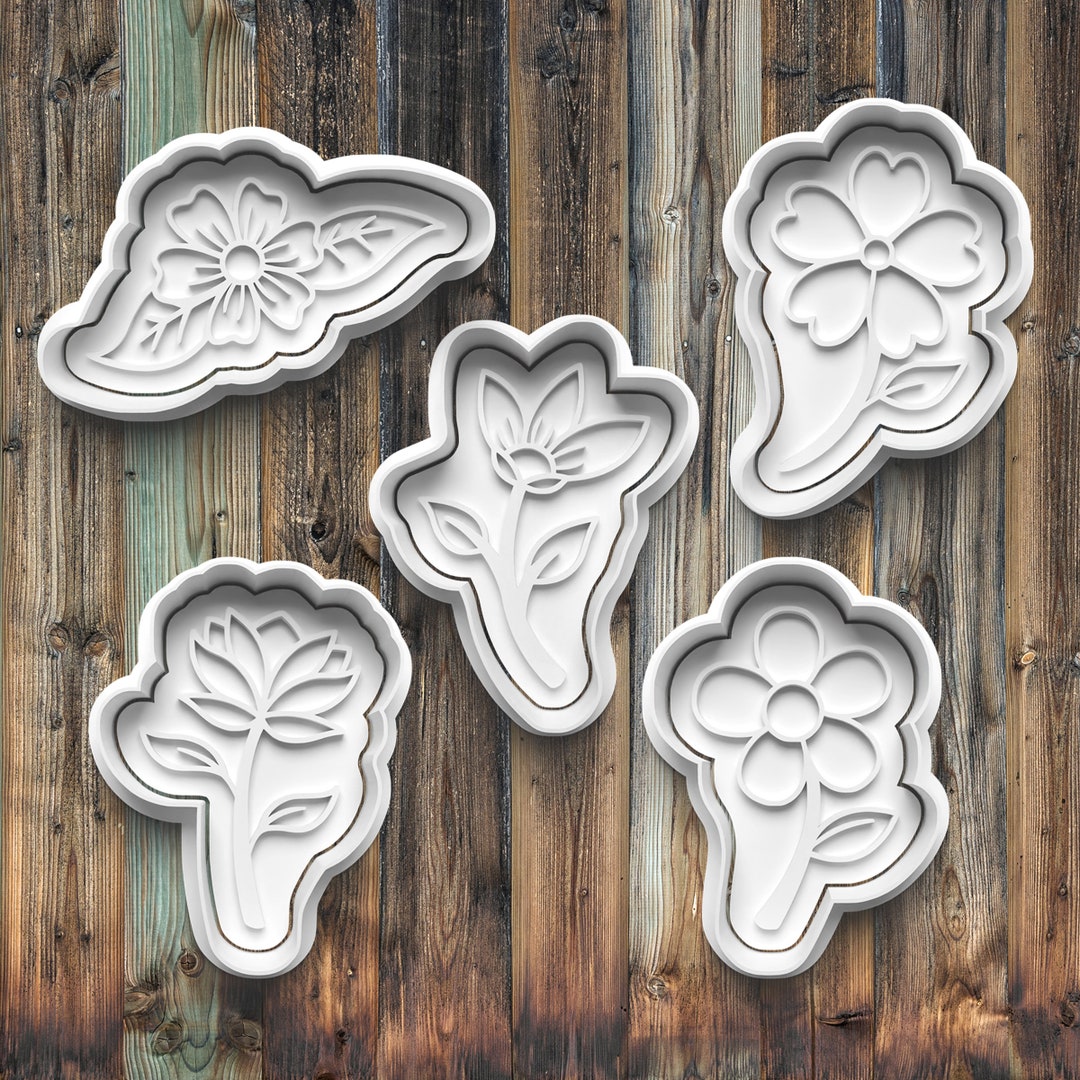 Spring Flowers Cookie Cutters, Cookie Stamps - Etsy