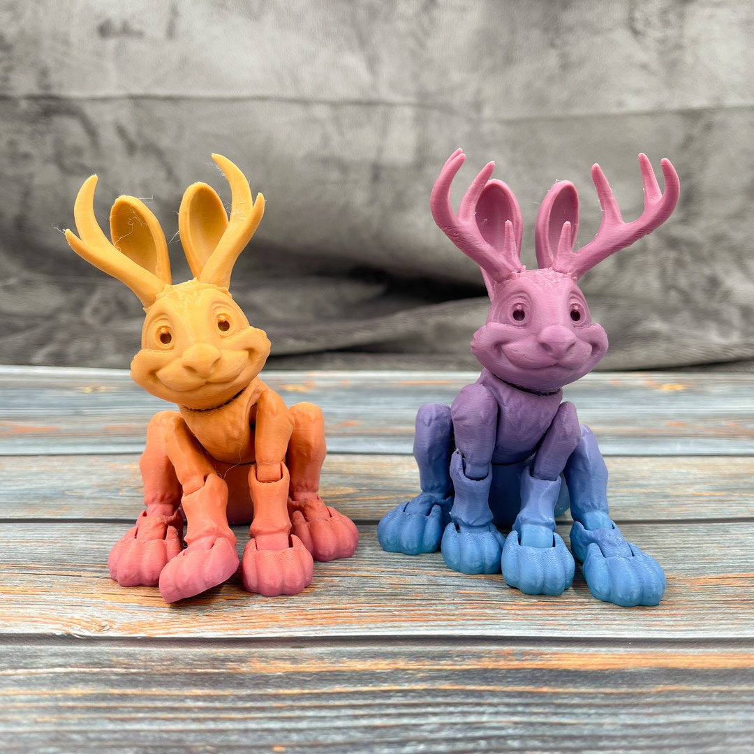Jackalope in Rainbow Matte Articulated 3D Printed Fidget Figure - Etsy