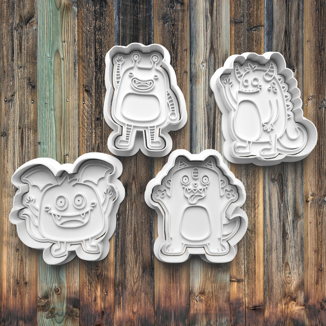 Monsters Cookie Cutters, Cookie Stamps - Etsy