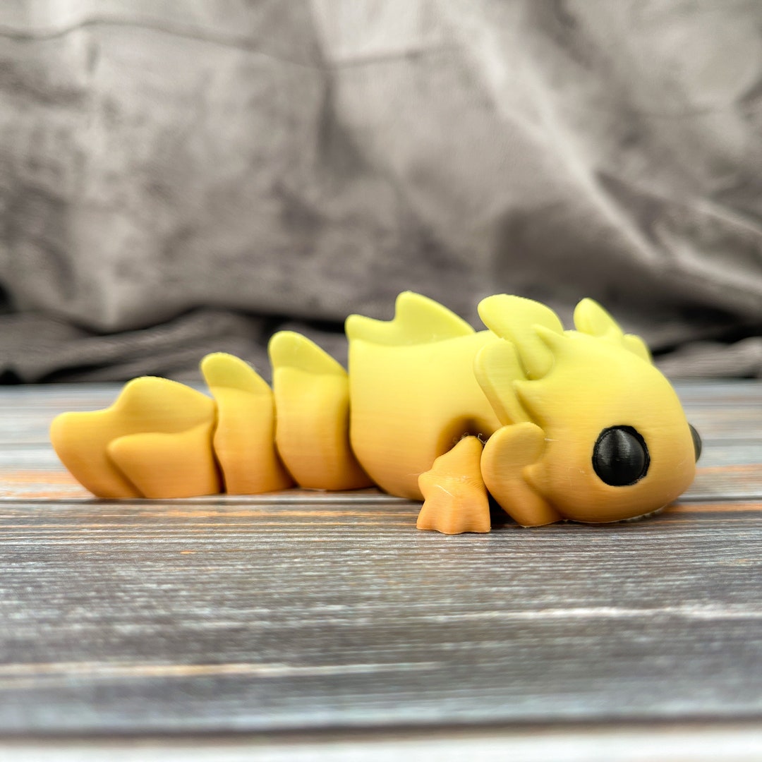 Axolotl Tadpole in Rainbow Matte 3D Printed Articulated Fidget Figure ...