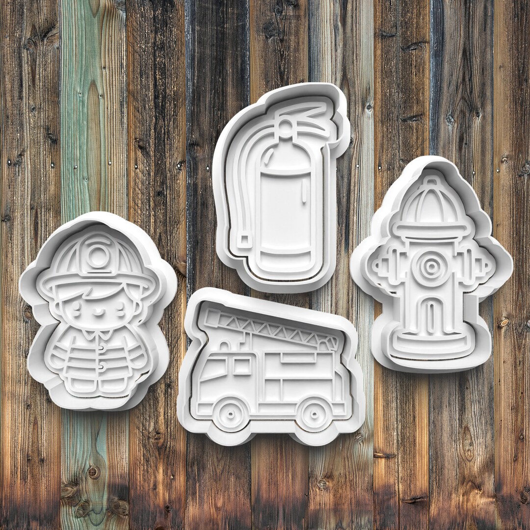 Fire Fighter Cookie Cutters, Cookie Stamps - Etsy