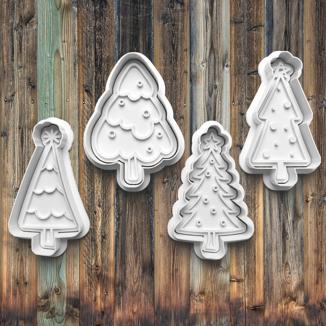 Christmas Trees Cookie Cutters, Cookie Stamps - Etsy