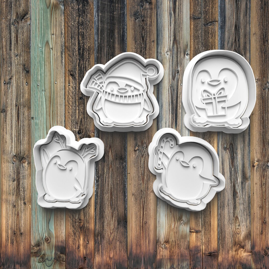 Christmas Penguins Cookie Cutters Cookie Stamps - Etsy