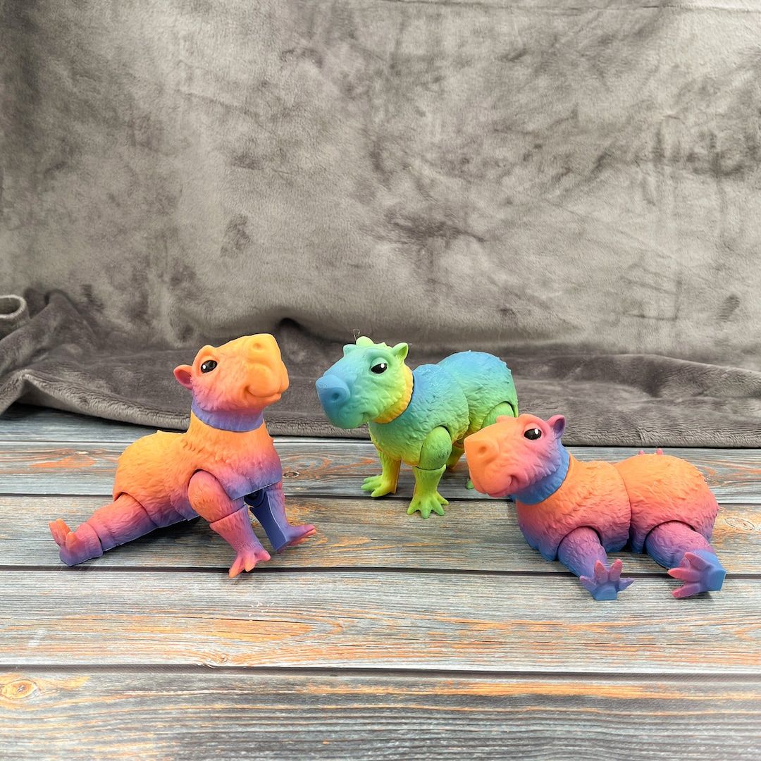 Capybara in Rainbow Matte Articulated 3D Printed Fidget Figure - Etsy