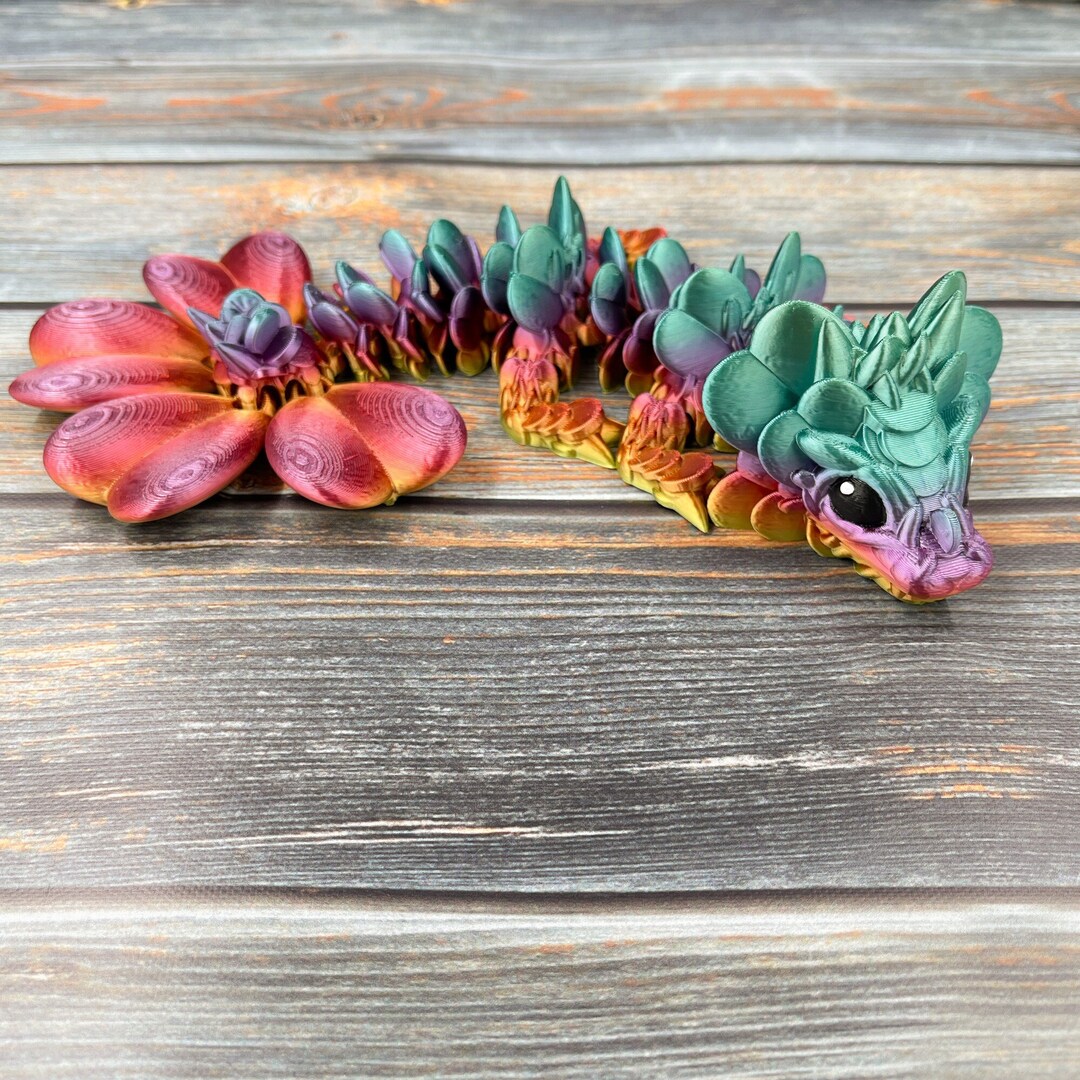 Baby Clover Dragon in Rainbow Silk 3D Printed Articulated Figure - Etsy