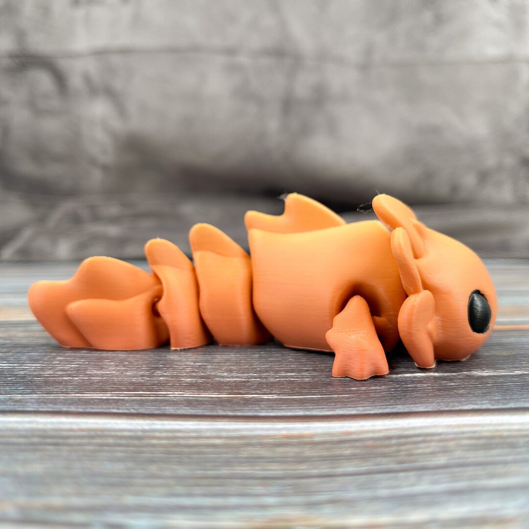 Axolotl Tadpole in Rainbow Matte 3D Printed Articulated Fidget Figure ...