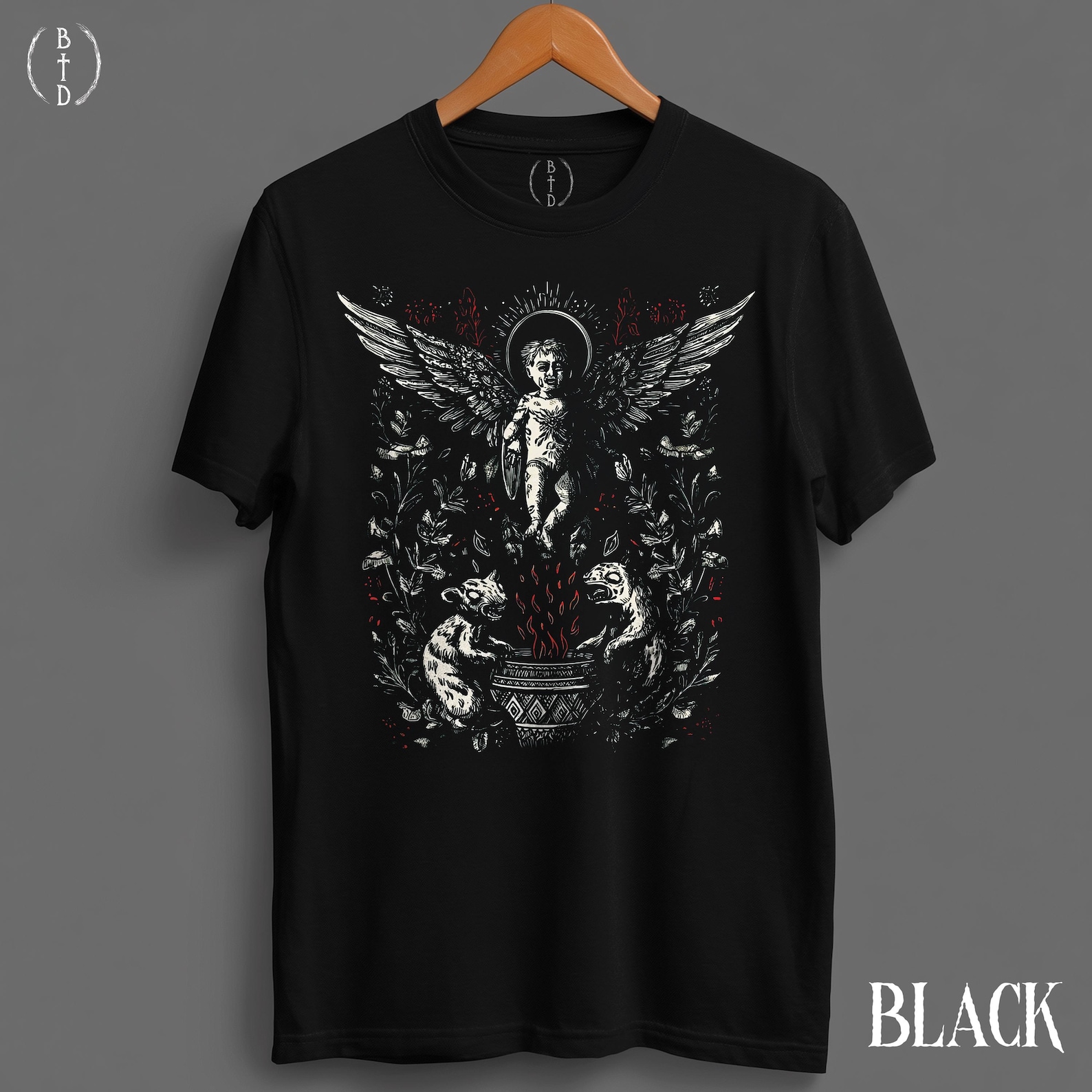 Gothic Cherub Ritual T-shirt – Dark Angel With Wings, Demonic Creatures ...