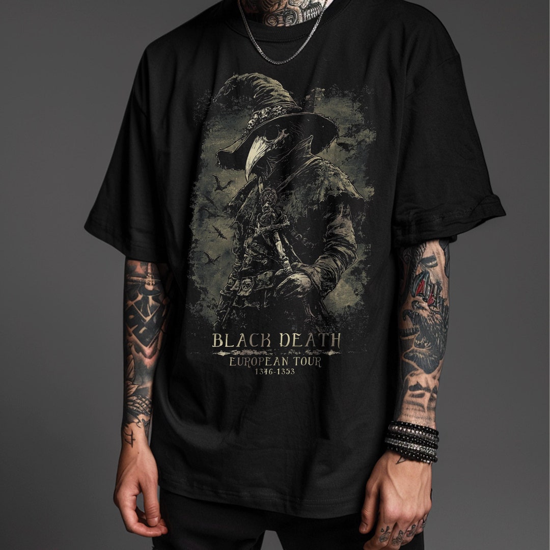 Black Death T-shirt, Vintage Horror Plague Doctor Design, Gothic ...