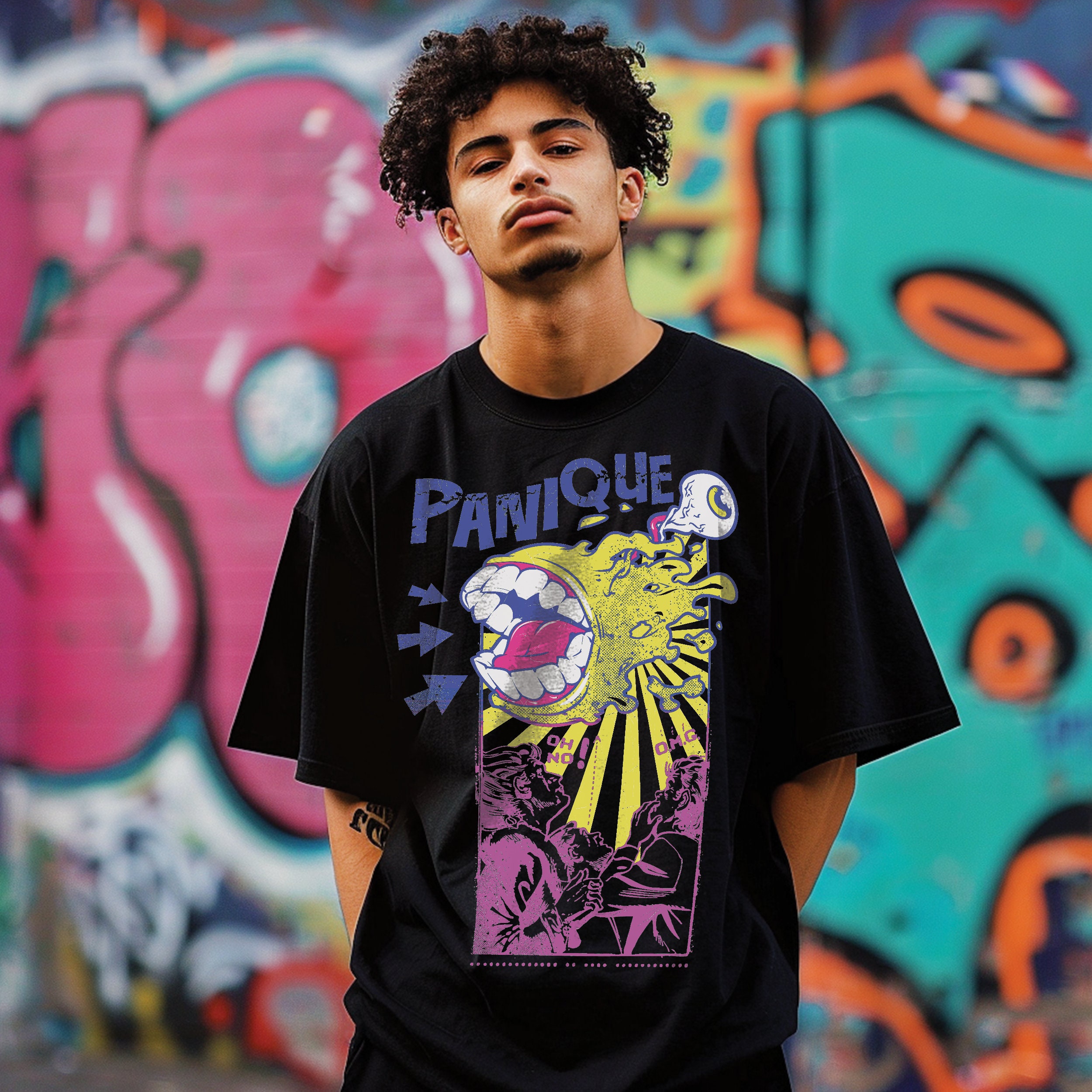 Colourful Punk Comic Tshirt, Trippy Graphic Alternative Clothing ...