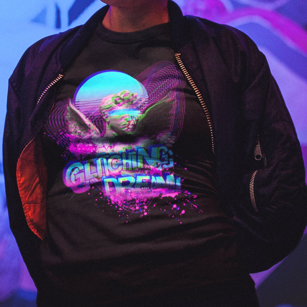 Glitch Statue Vaporwave Shirt, Y2k Streetwear Soft Grunge Rave Tshirt ...