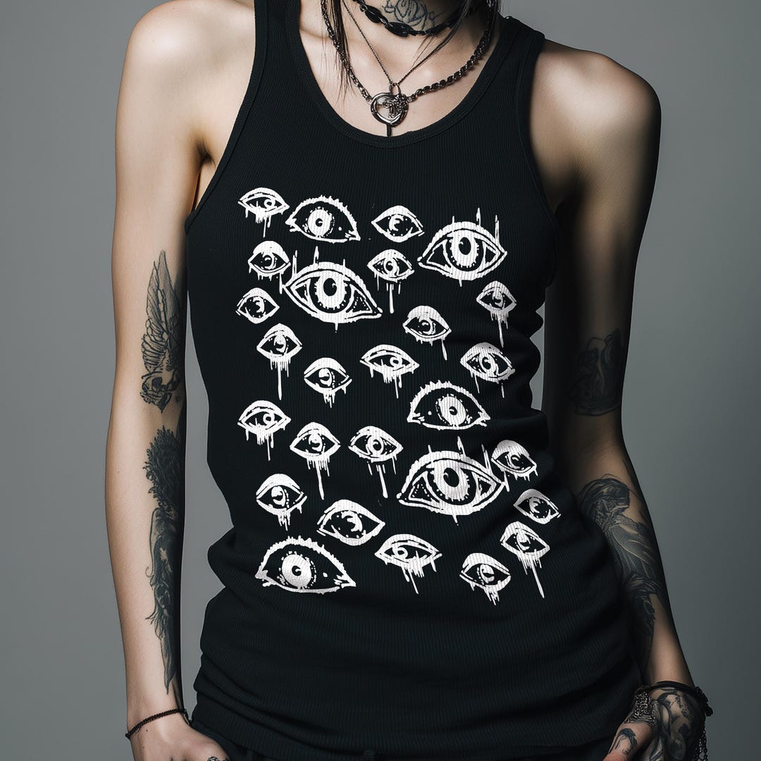 Gothic Tank Top, Weirdcore Shirt, Eye Graphic Tee, Alt Fashion Vest ...