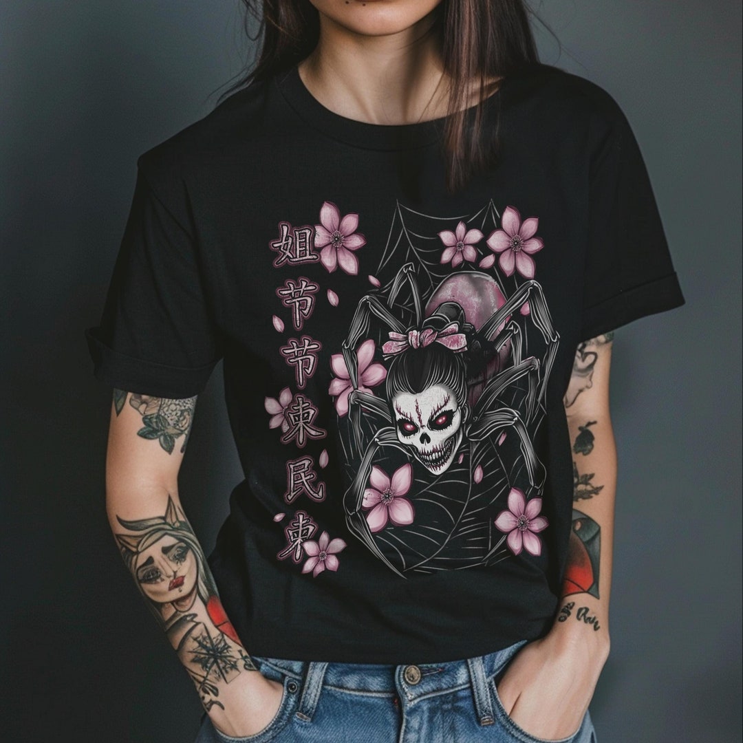 Gothic Spider Geisha T-shirt, Japanese Horror Alternative Clothing Jap ...