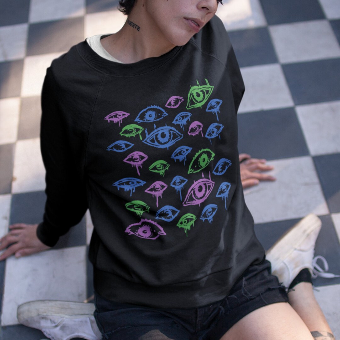 Horror Eyes Weirdcore Sweatshirt, Pastel Goth Dreamcore Sweater ...