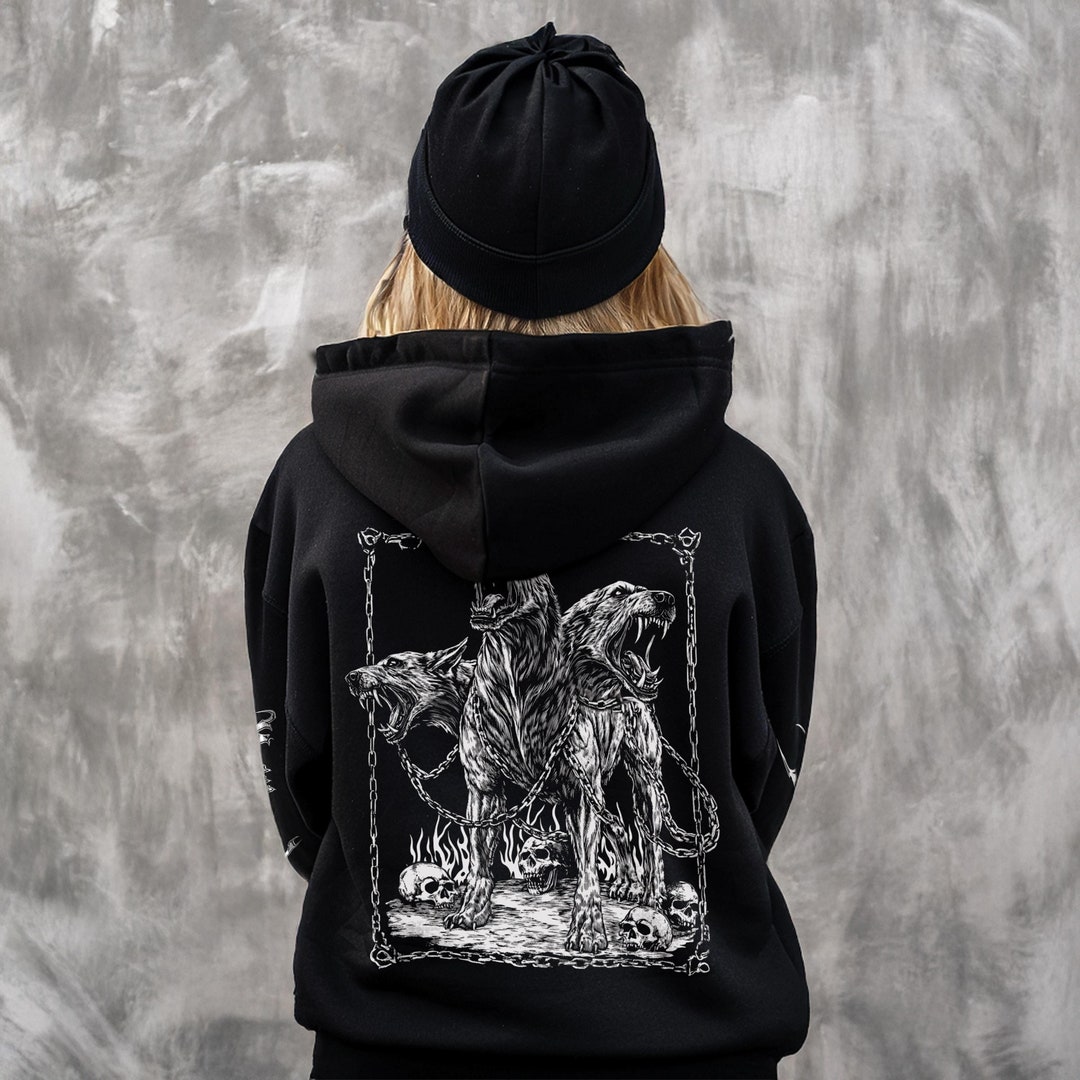Hell Hound Cerberus Hoodie, Underworld Dog Hades Hooded Sweater ...