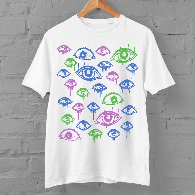 Horror Eyes Clowncore Tshirt, Pastel Goth Weirdcore Top, Grunge Plus ...